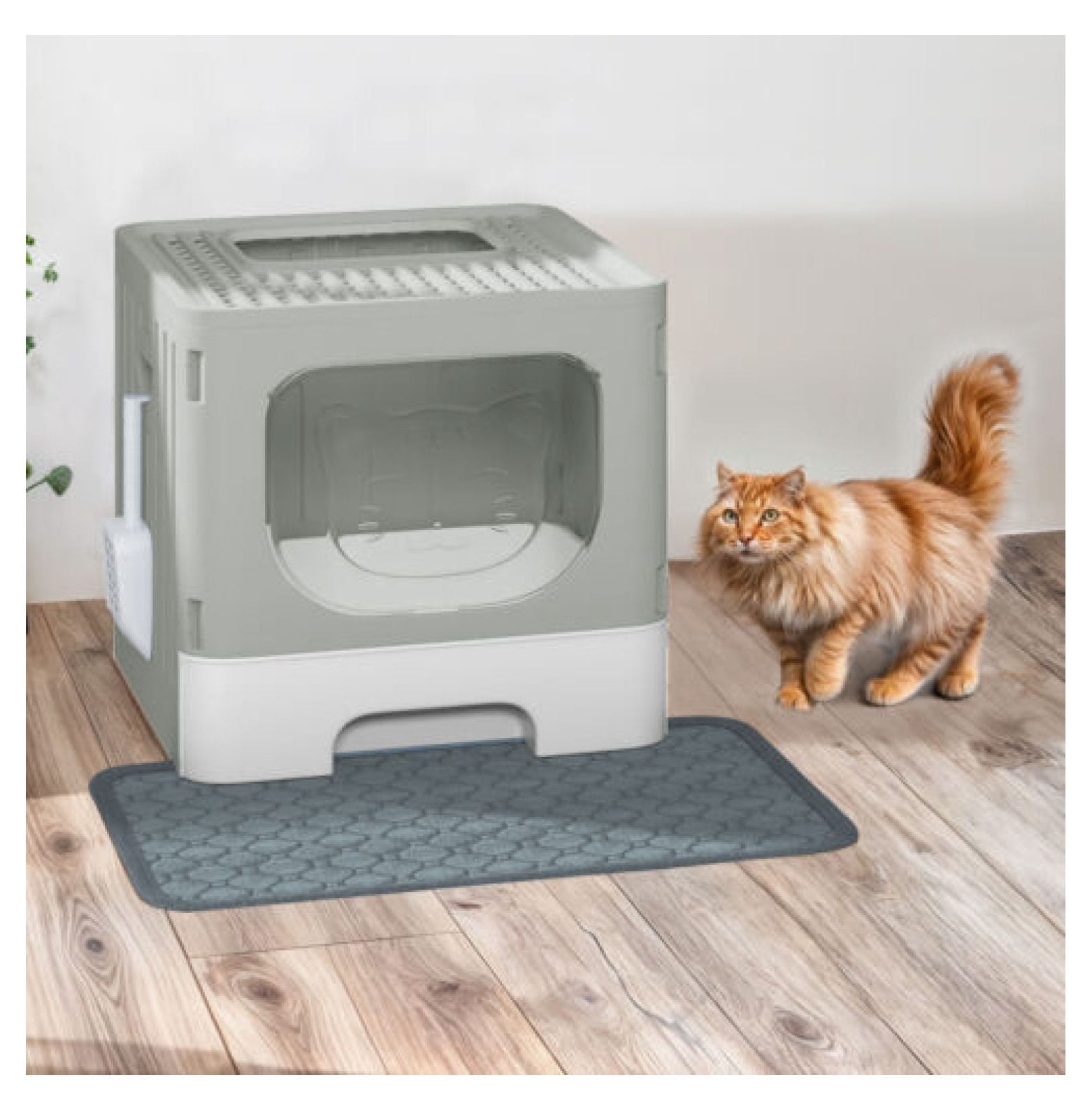 JTAOT Large Enclosed Cat Litter Box Cover Toilet Odorless Anti Mat ...