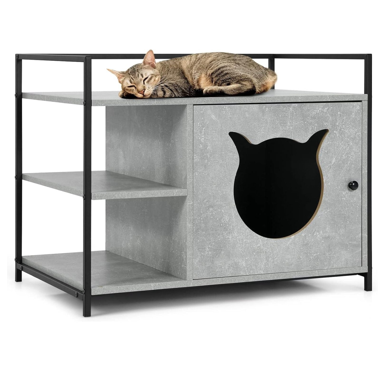 JTAOT Litter Box Enclosure, Large Cat Washroom Storage Bench Cabinet ...