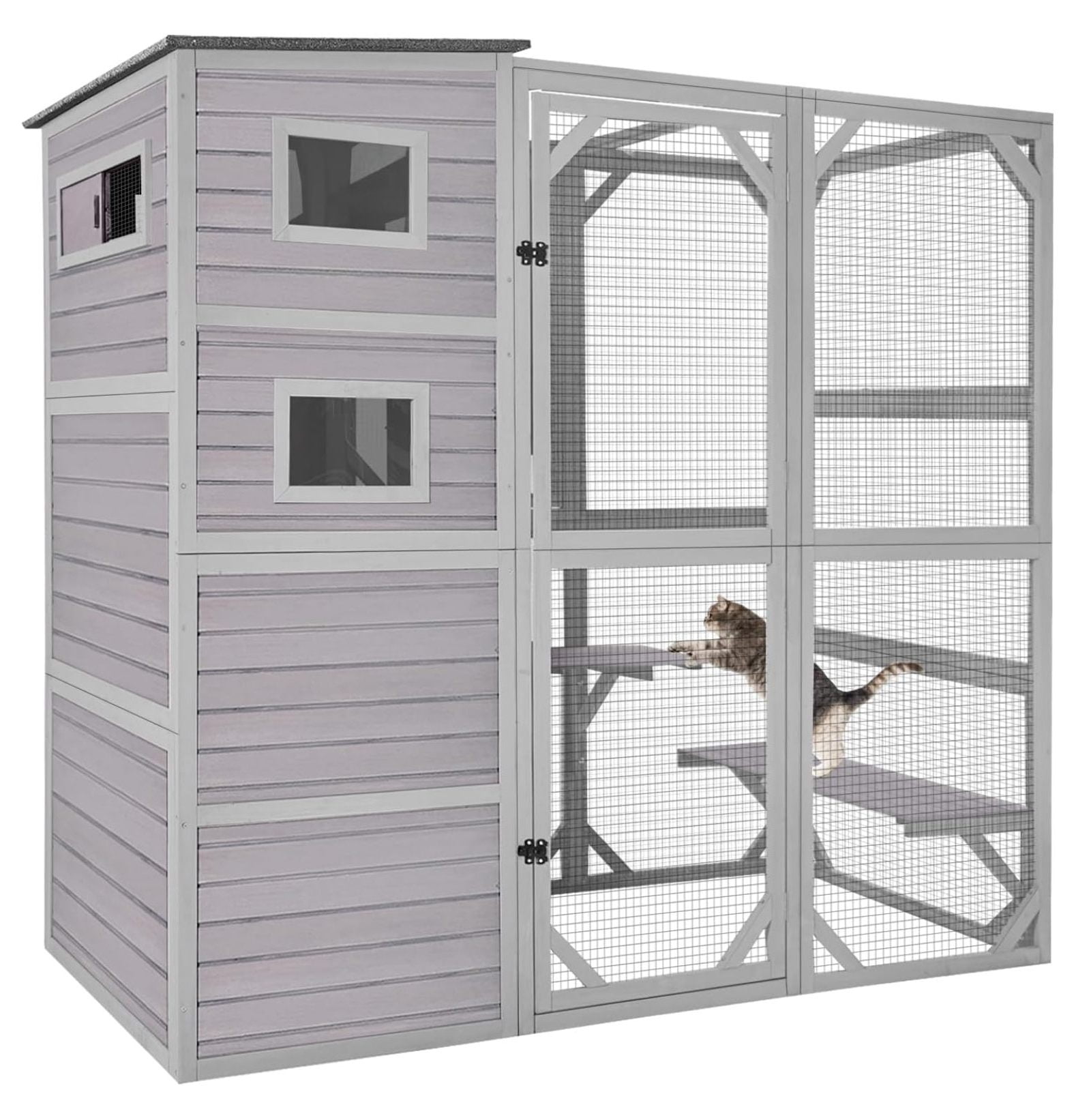 JTAOT Outdoor Cat House,Big Catio Cat Enclosures 4 Tiers Wooden Feral ...