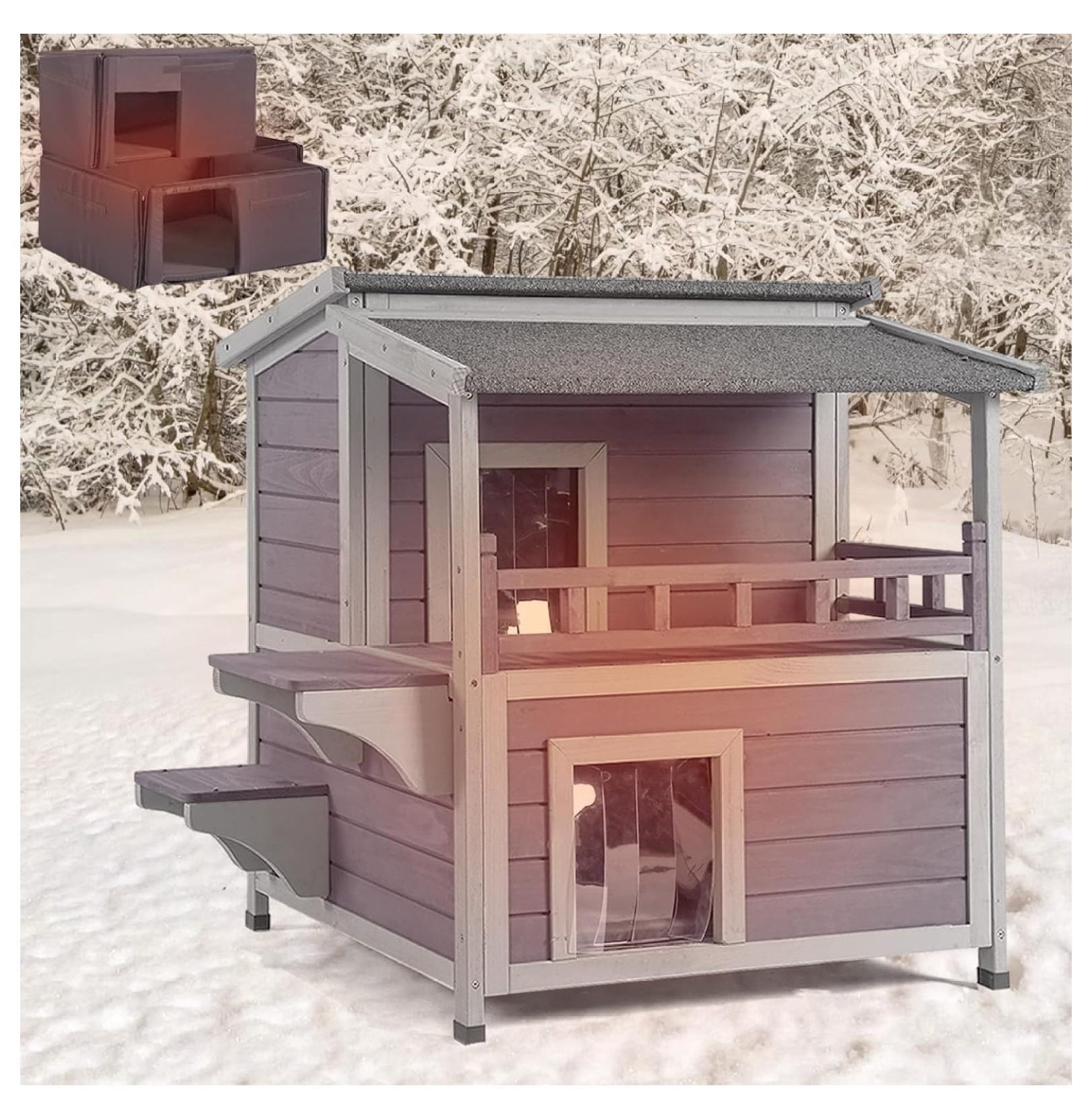JTAOT Outdoor Cat House Weatherproof Cat Shelter with Insulated Liner ...