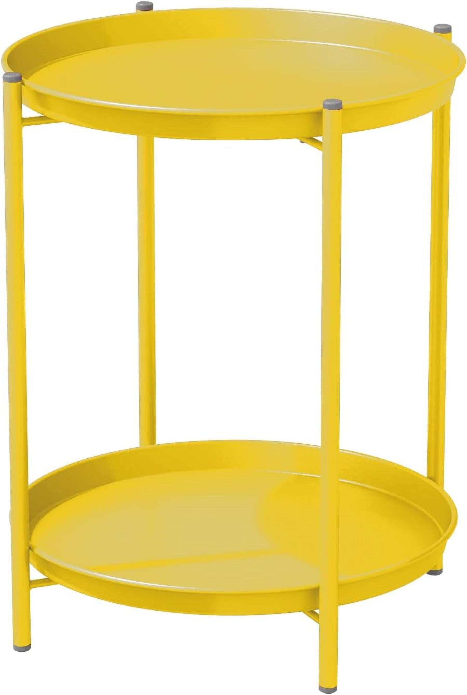 ‎JTAOT Outdoor Steel Round End Table, Yellow - Walmart.com