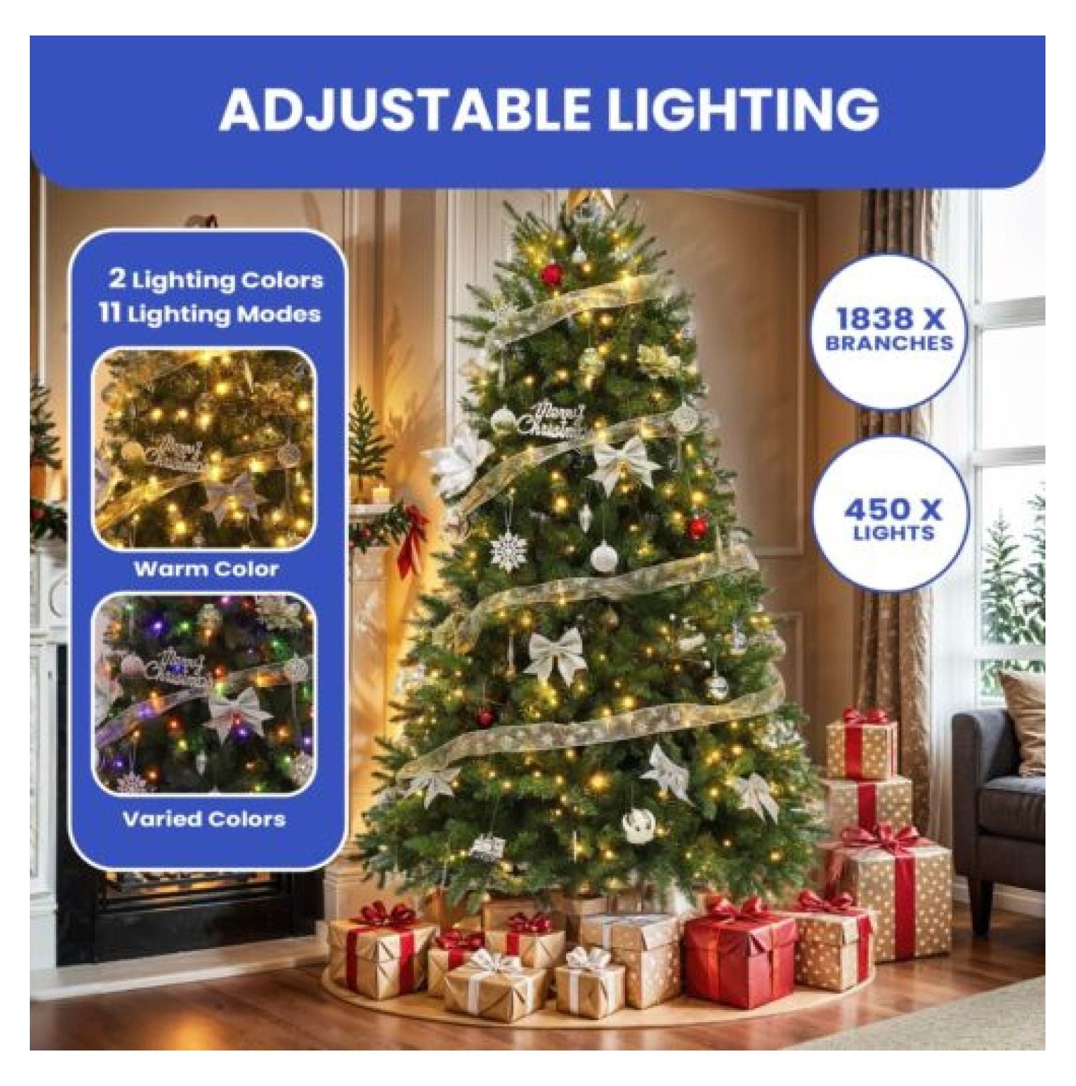 JTAOT Prelit Christmas Tree Artificial 6ft with 2 Color & 11 Light ...