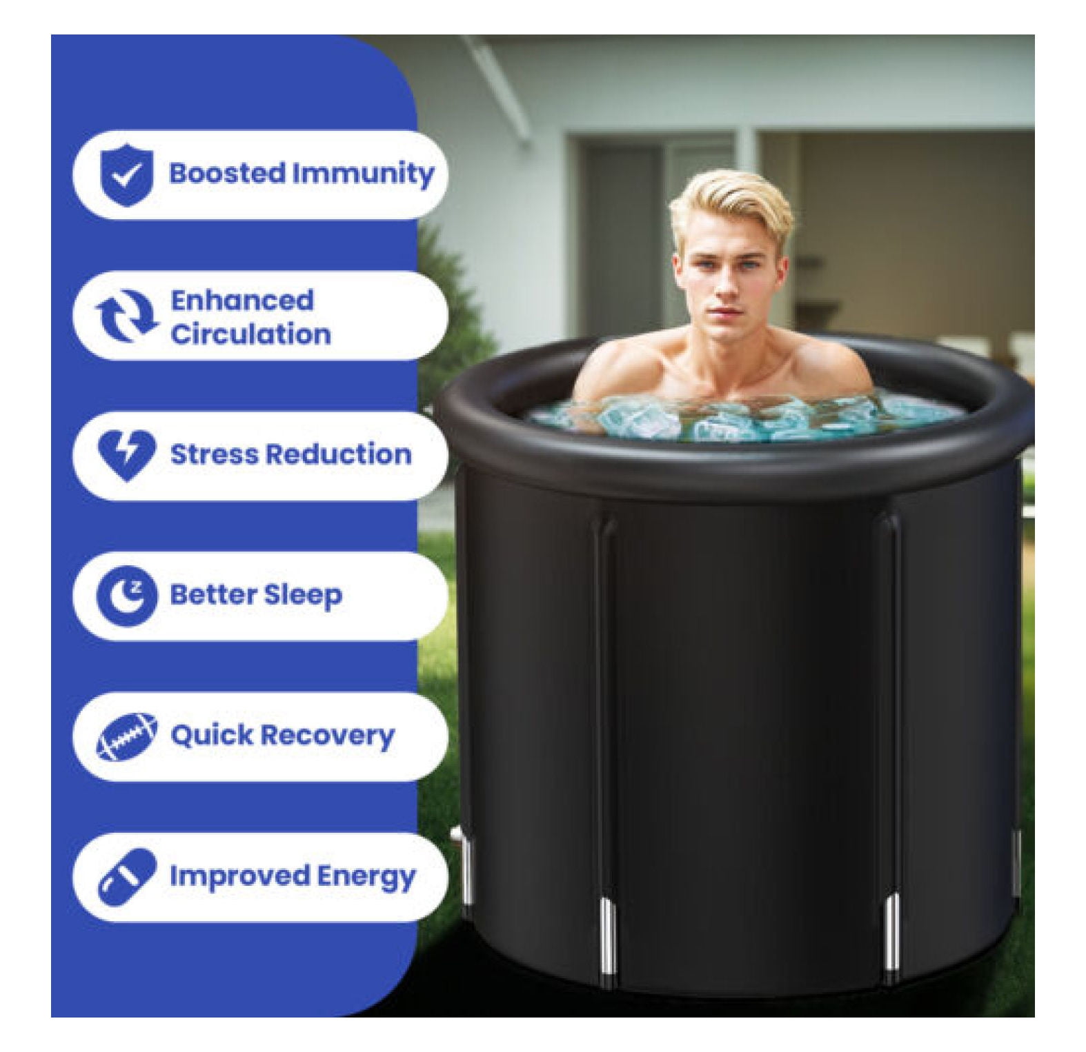 JTAOT Stress Relief Therapy Bath Tub 25" x 25" Ice Cold Therapeutic ...