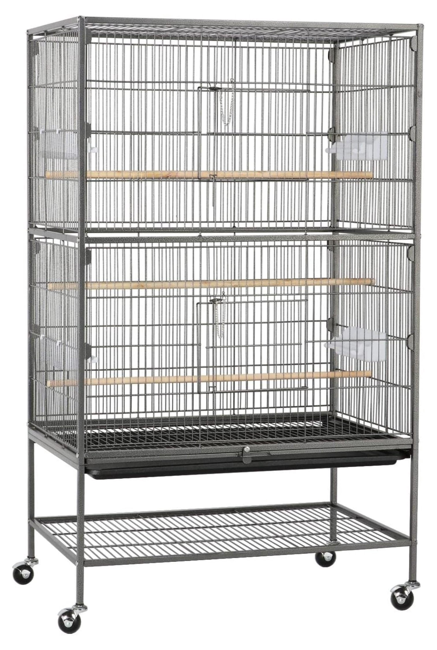 JTAOT Wrought Iron Large Flight Parrot Cage with Rolling Stand for ...