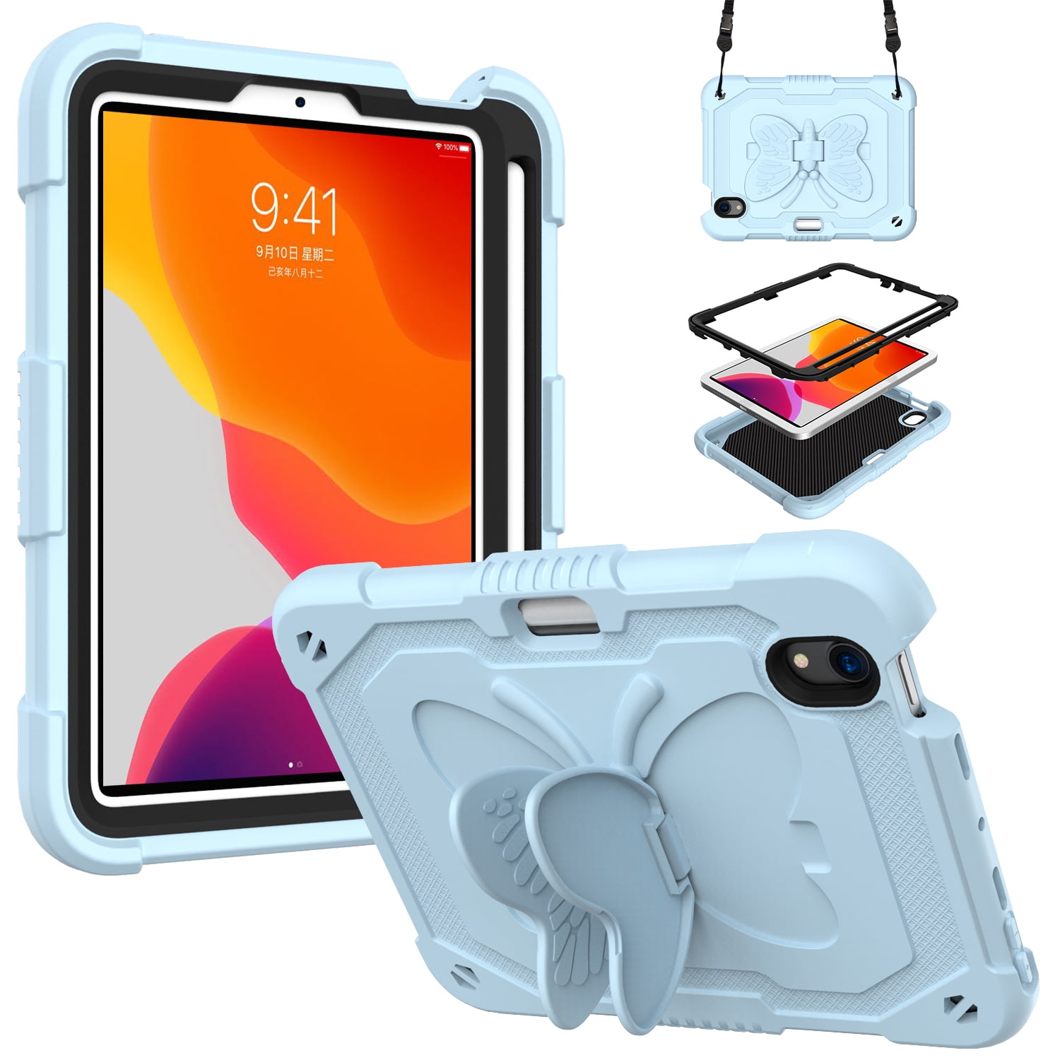 JTCASES for iPad Mini 6 8.3" Case, Crossbody Lanyard Pencil Holder ...