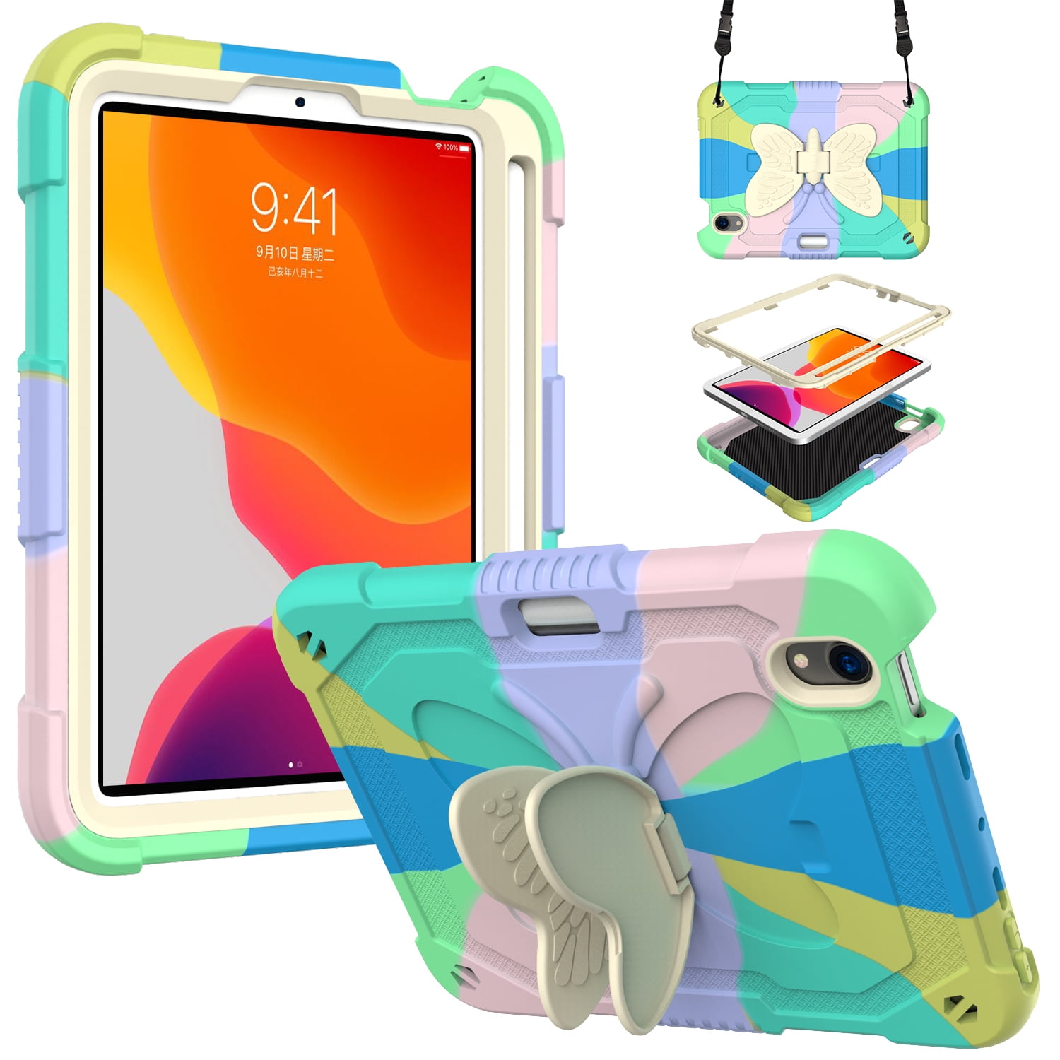 JTCASES for iPad Mini 6 8.3" Case, Crossbody Lanyard Pencil Holder ...