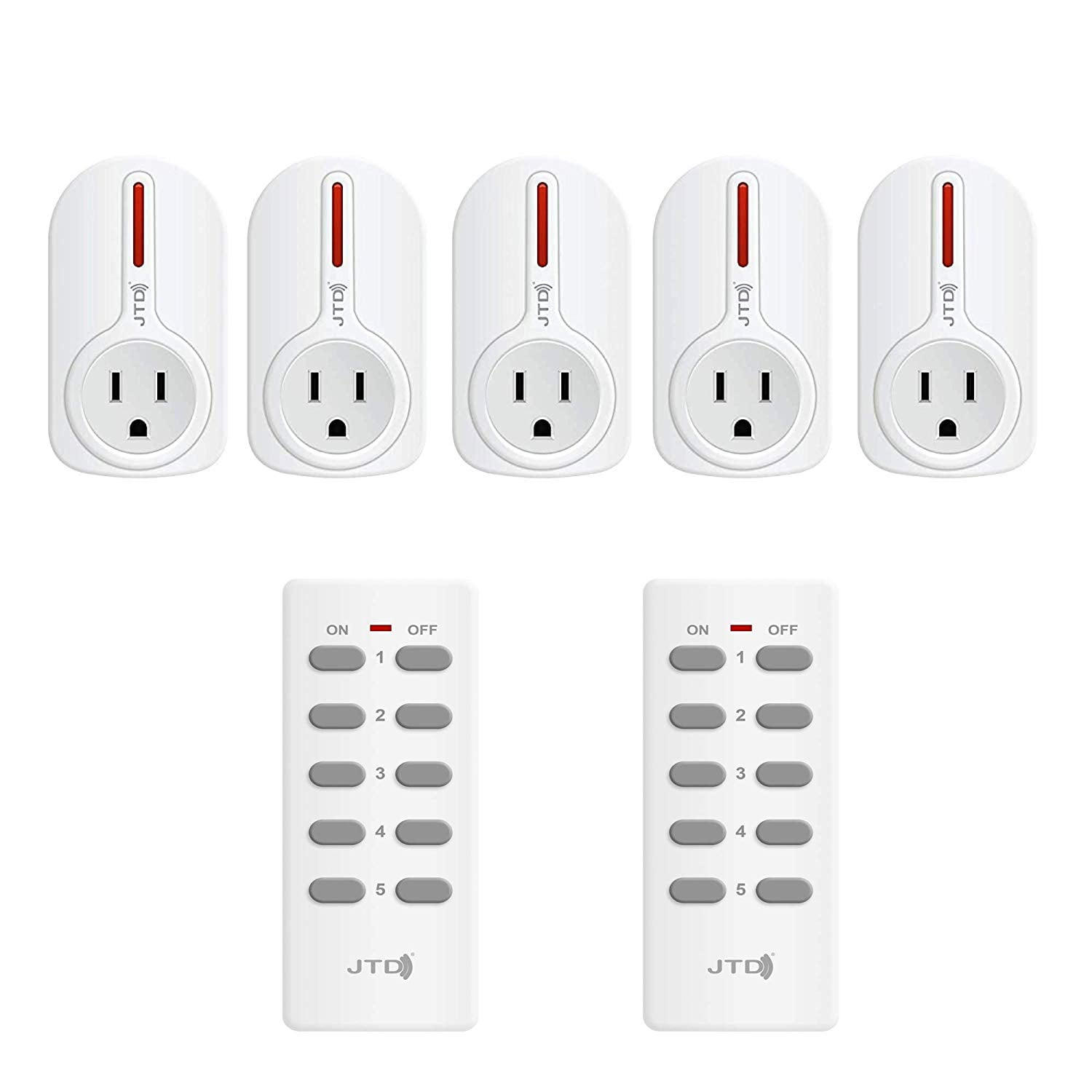 JTD 5 Pack Remote Control Outlet Switch 3rd Generation Energy Saving ...