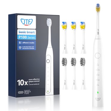 Sonic Electric Toothbrush with 4 Brush Heads, IPX7 Waterproof ...