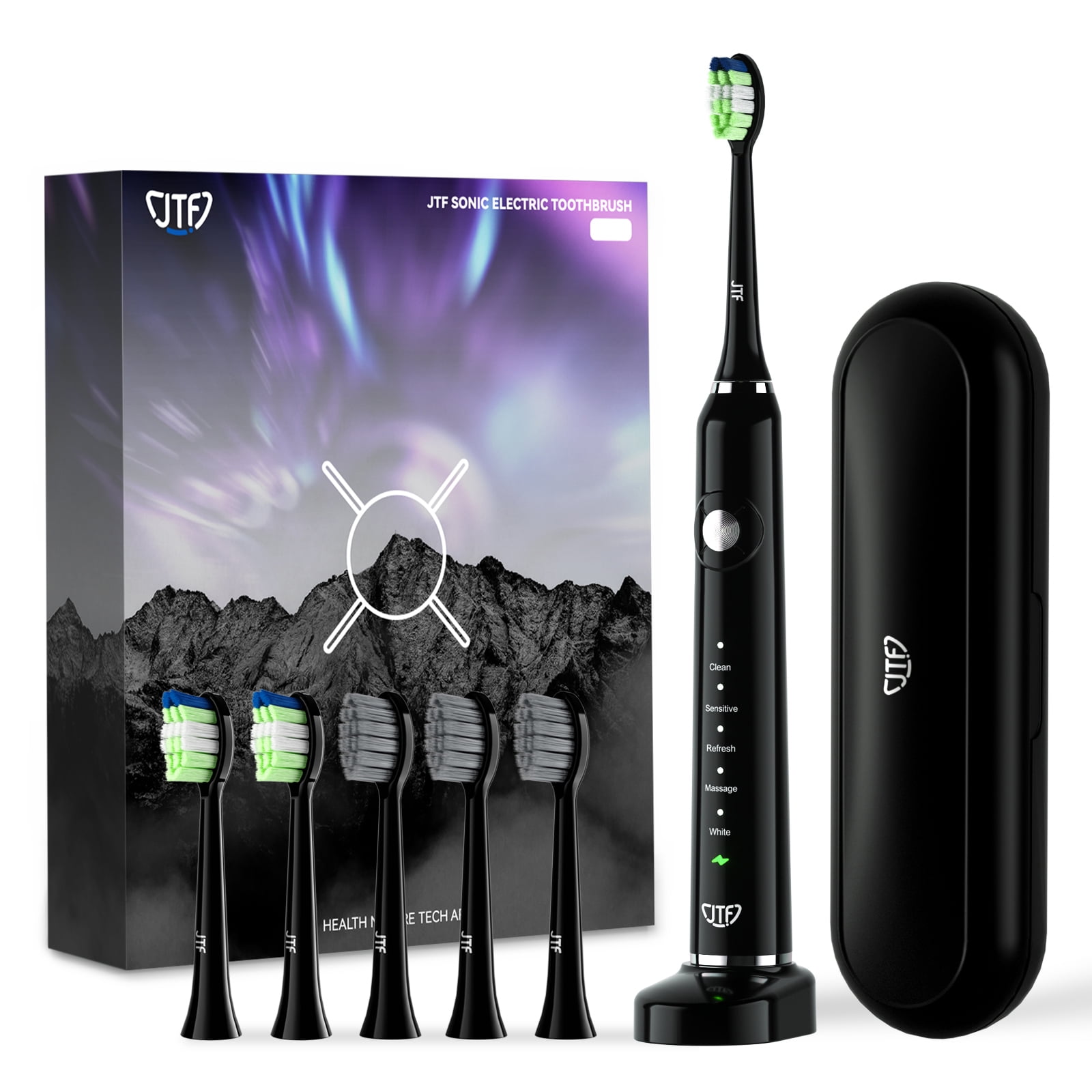JTF Sonic Electric Toothbrush for Adults with Travel Case, 5 Modes and ...