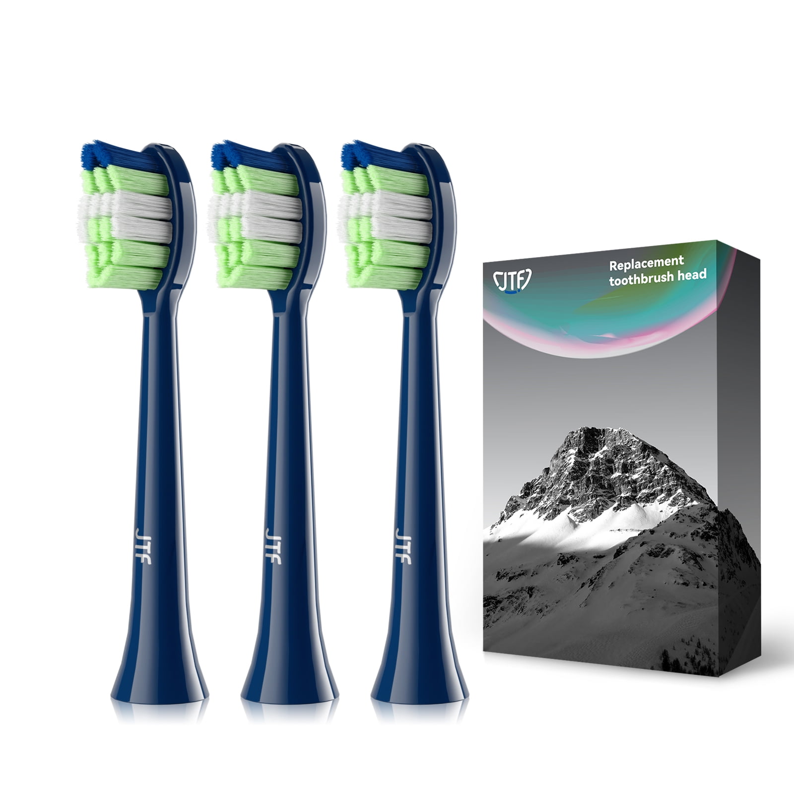 JTF Sonic Smart Toothbrush Genuine Standard Brush Heads, 3 Pack, Blue ...