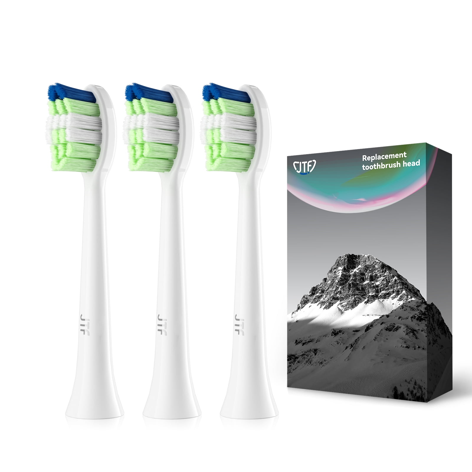 JTF Sonic Electric Toothbrush, P200 Standard Replacement Brush Heads, 3 ...