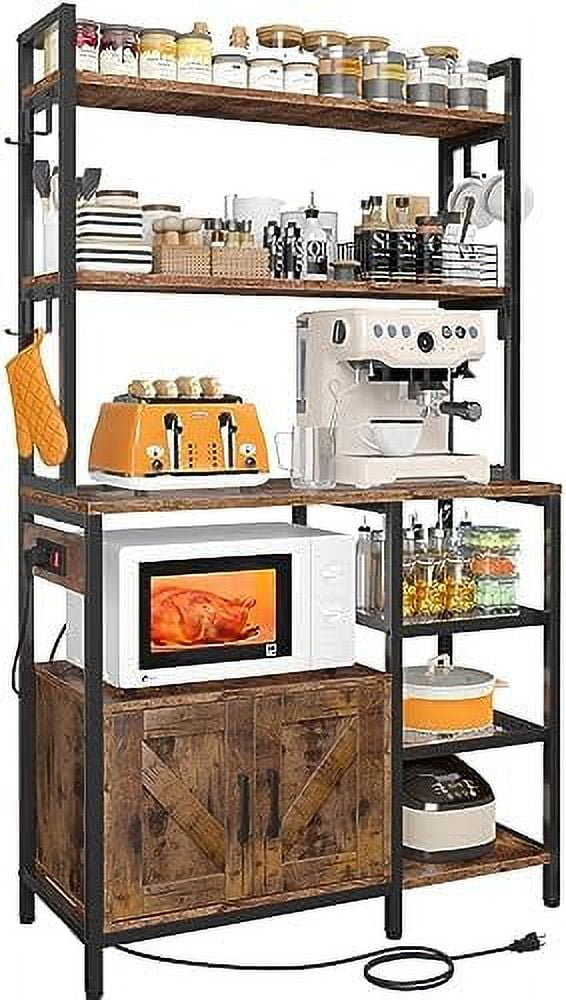 JTFCXD Bakers Rack 6 Tier Coffee with Cabinet and 8 Side Bakers Racks ...