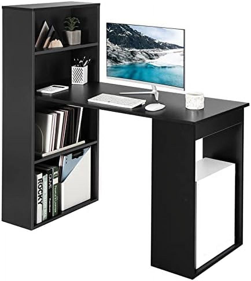 JTFCXD Computer Desk with Bookshelf Writing Study Desk with Shelves ...
