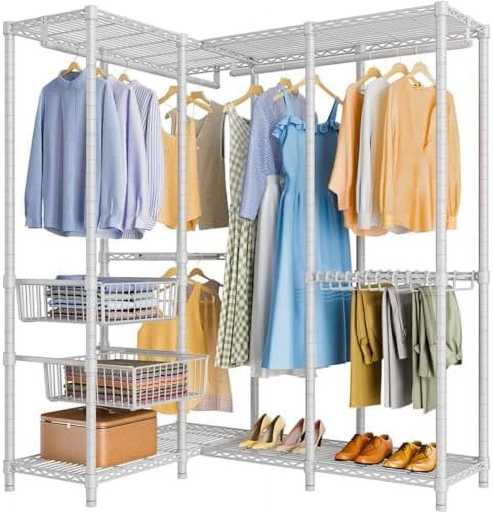 JTFCXD L40 Pro L Shape Garment Rack Corner for Hanging Clothes Heavy ...