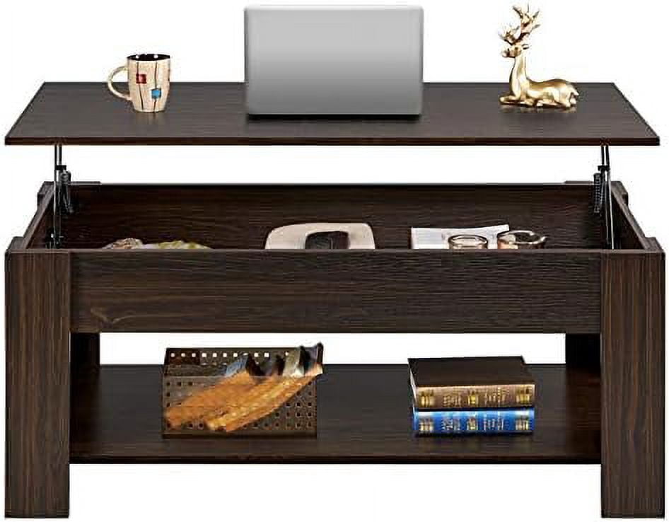 JTFCXD Lift Top Coffee Table with Hidden Compartment and Adjustable ...
