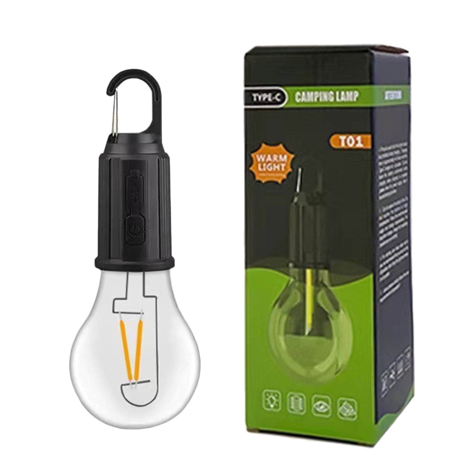 JTHNC Outdoor Camping Hanging Type C Charging Retro Bulb with Clamp ...