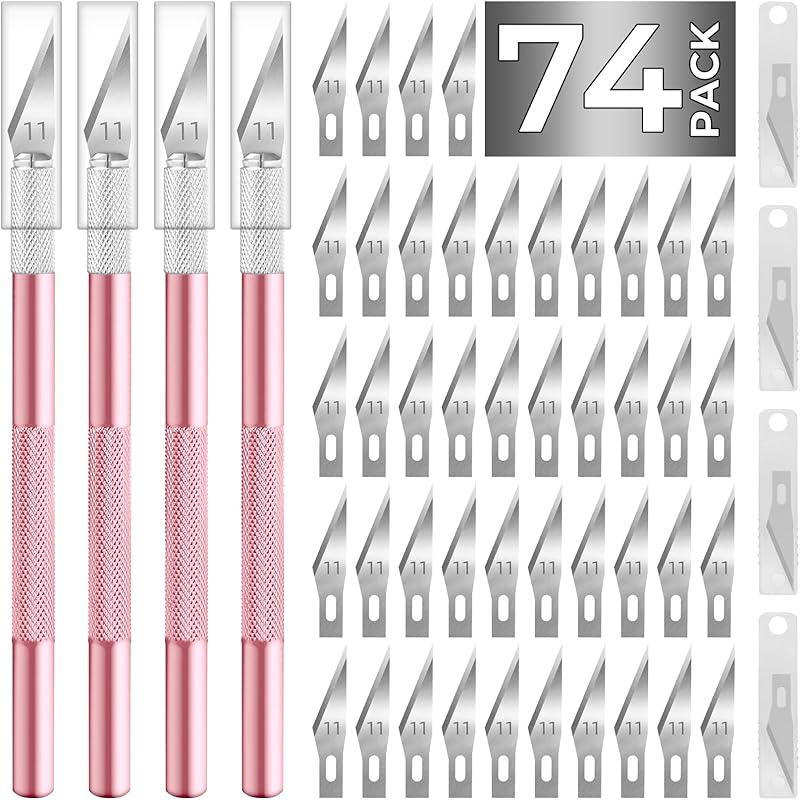 JTIEO 74 Pack Hobby Knife Exacto Knife with 4 Upgrade Sharp Hobby ...