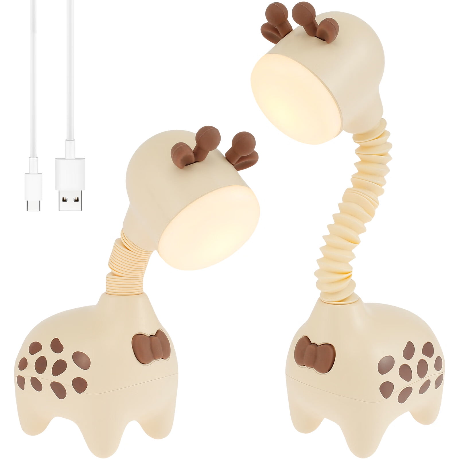 JTNero 2Pcs Giraffe Night Light Retractable Bedside Lamp 500mah USB ...