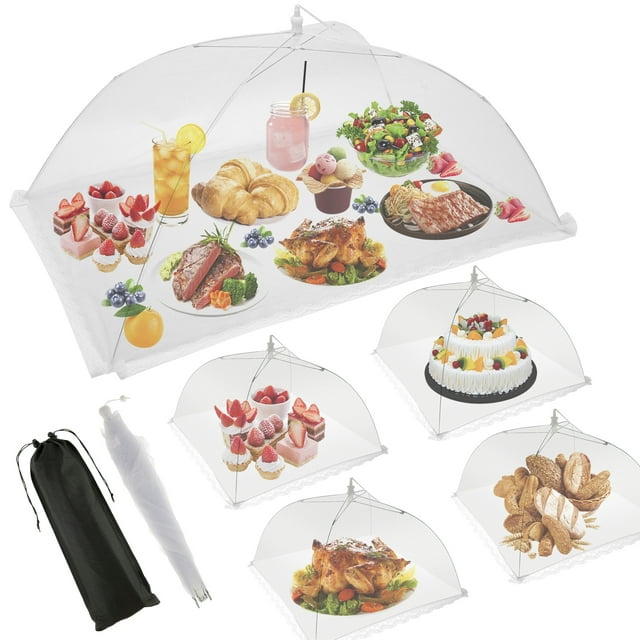 JTNero 5Pcs Mesh Food Cover Pop Up Food Cover Collapsible Reusable Dome ...