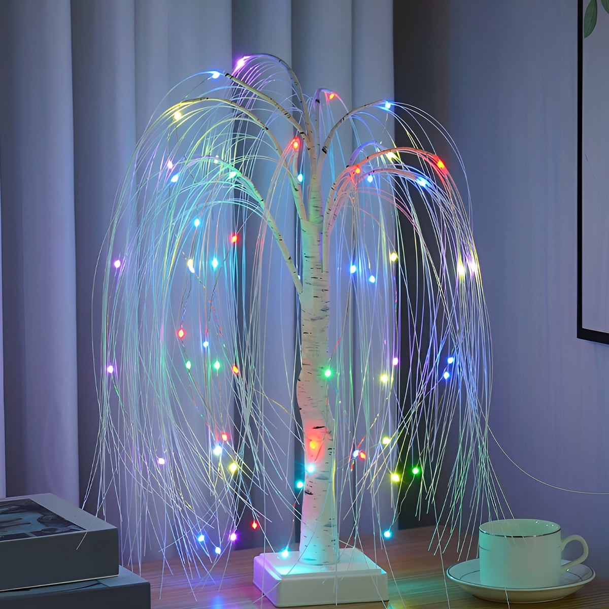 JTNero 60 LED Willow Night Light Colorful Tree Remote Control Table ...