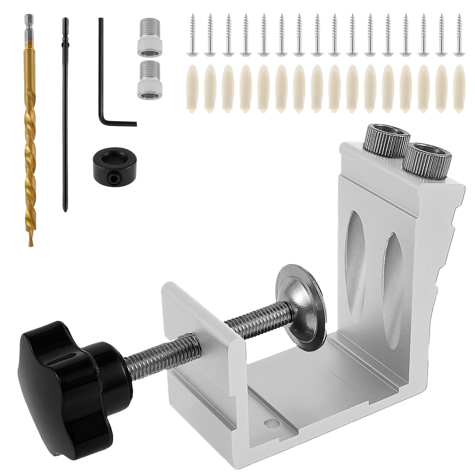 JTNero 78Pcs Pocket Hole Jig Kit Aluminum Alloy Pocket Screw Jig Drill ...