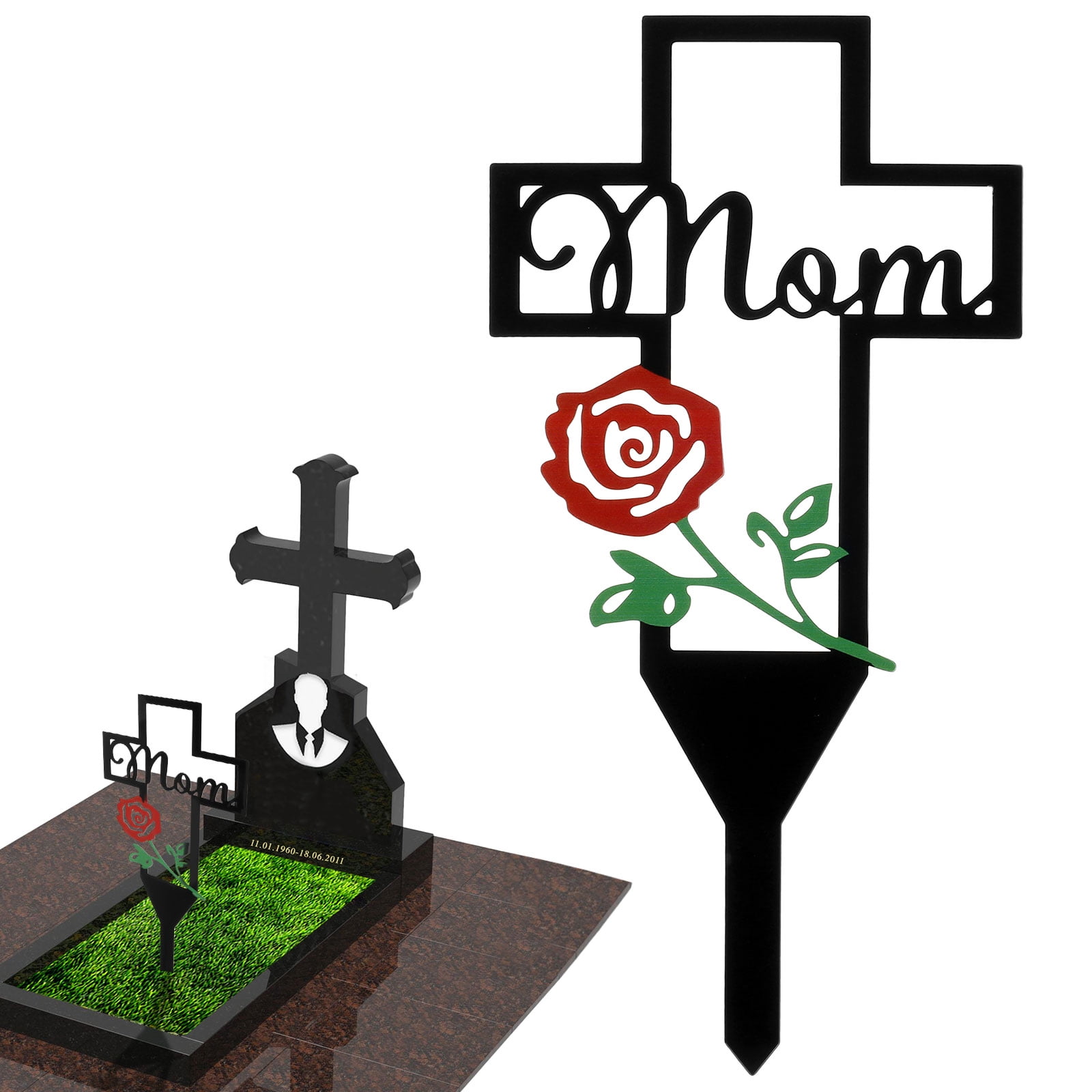 JTNero Metal Cross Yard Stake, Cemetery Memorial Cross Decoration ...