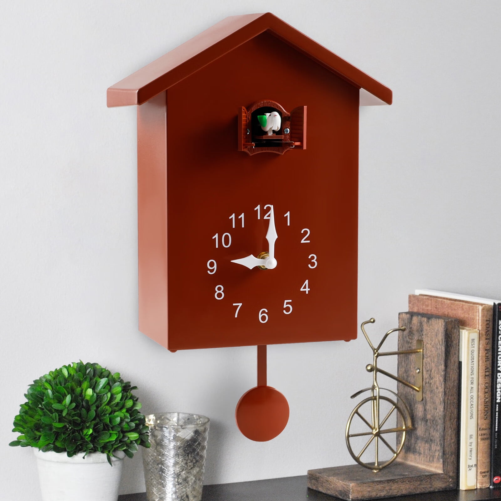 JTNero Cuckoo Clock Plastic Cuckoo Wall Clock with Bird Tweeting Sound ...