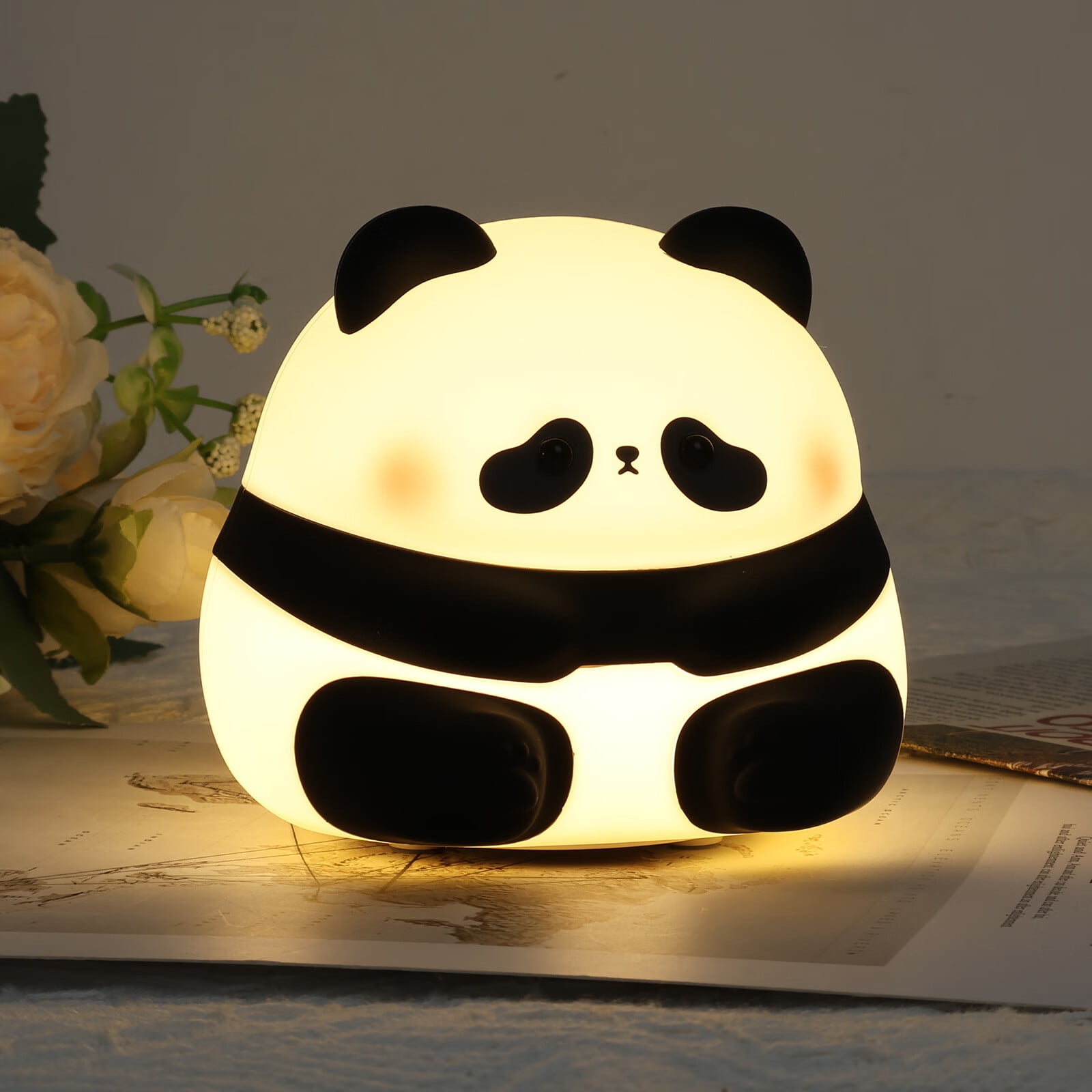 JTNero Cute Panda Night Light Silicone Nursery Light 1200mAh ...
