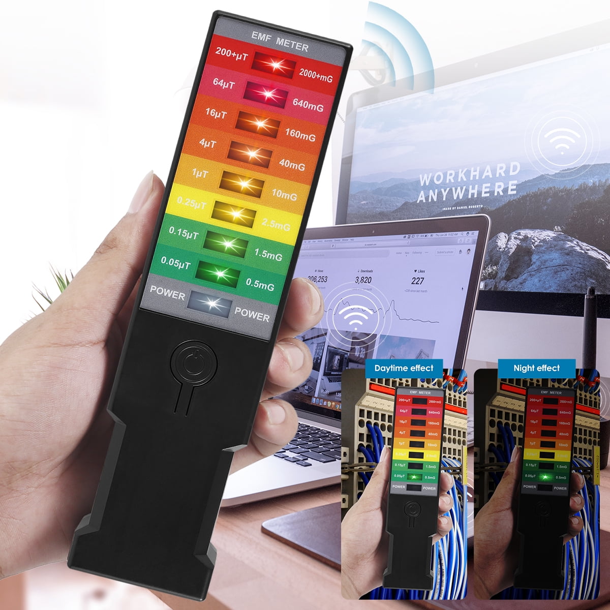 JTNero Electromagnetic Radiation Detector Handheld EMF Meter Battery ...