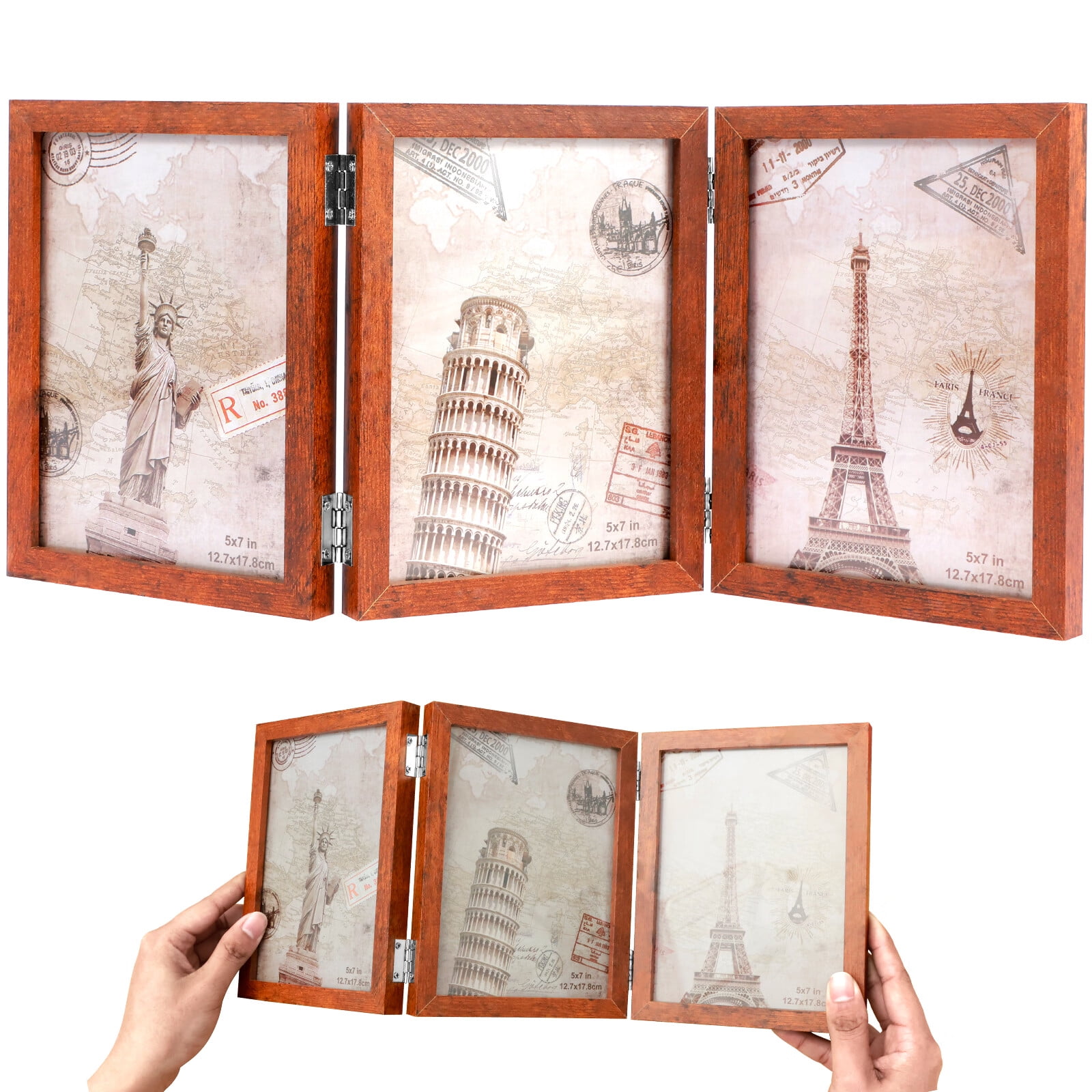 JTNero Picture Frame Hinged Photo Frame Double/Trifold Folding Picture ...