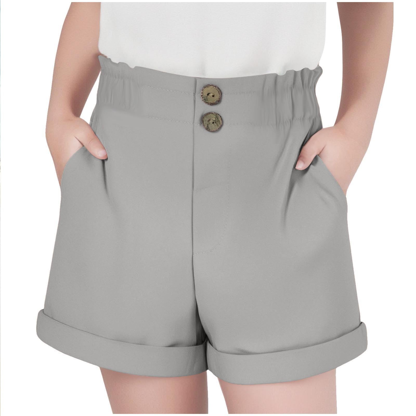 JTSRKL Girls Shorts Kids Summer Button Smoked Elastic Waist Wide Leg ...