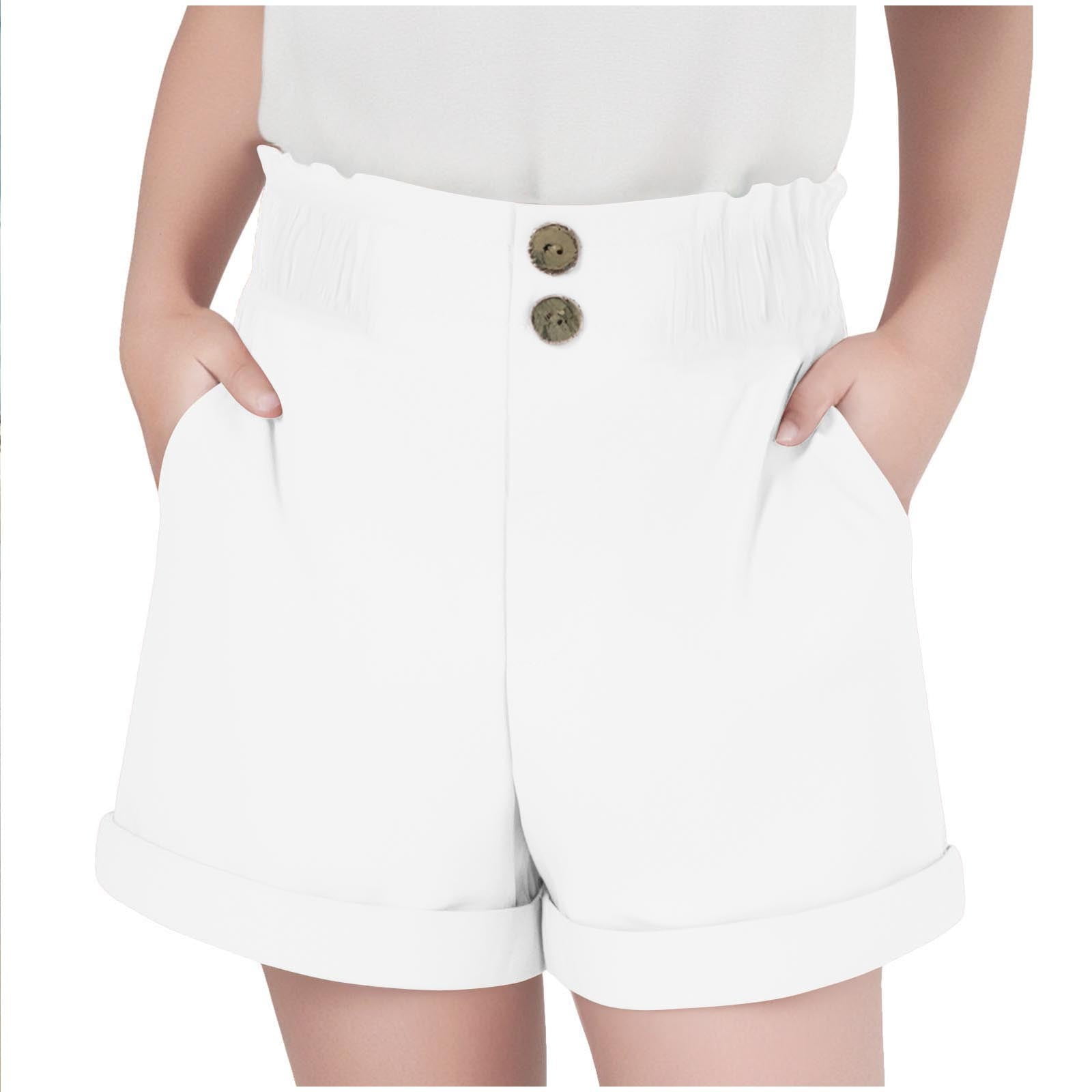 JTSRKL Girls Shorts Kids Summer Button Smoked Elastic Waist Wide Leg ...