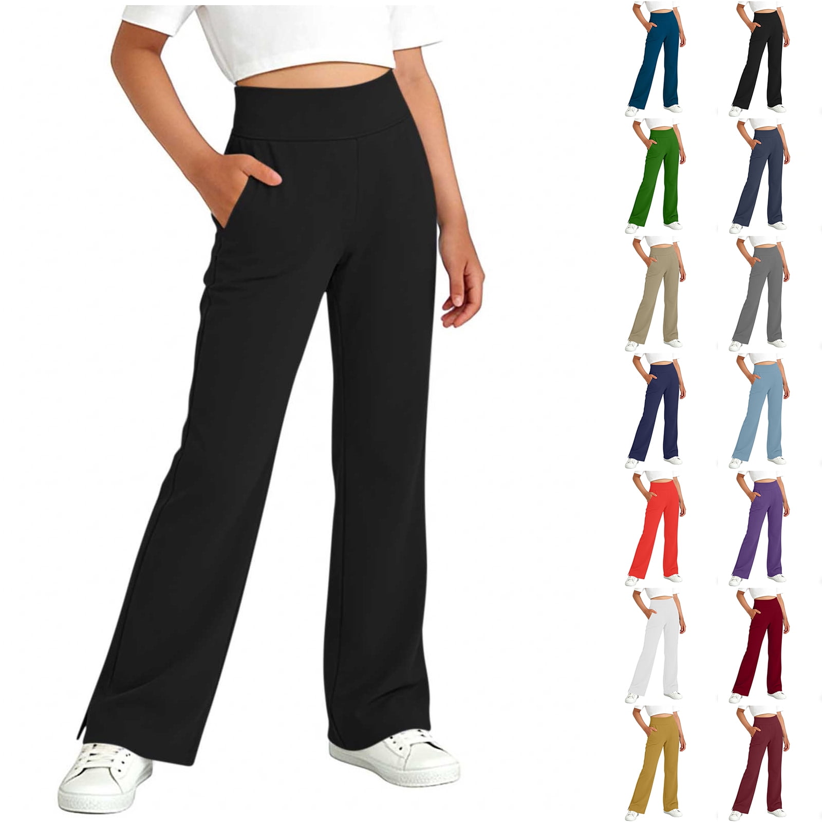 JTSRKL Wide Leg Yoga Pants for Teen Girls High Waist Stretch Dress ...