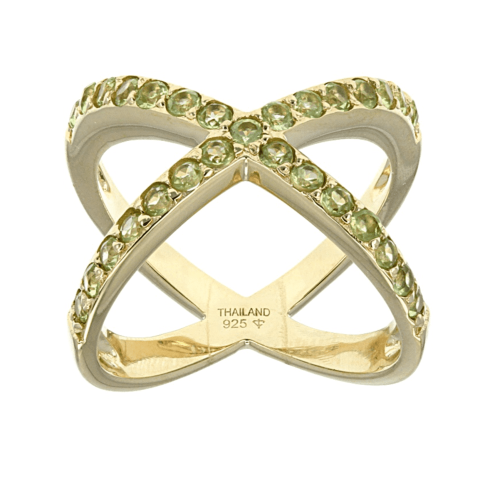 JTV .99CTW ROUND MANCHURIAN PERIDOT(TM) 18K GOLD OVER SILVER RING SIZE ...