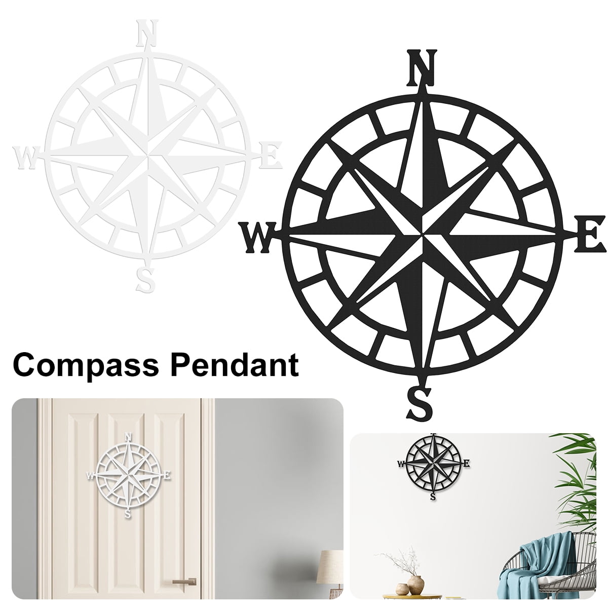 JTWEEN 11 Inch Coastal Nautical Compass Wall Art Decor for Indoor ...