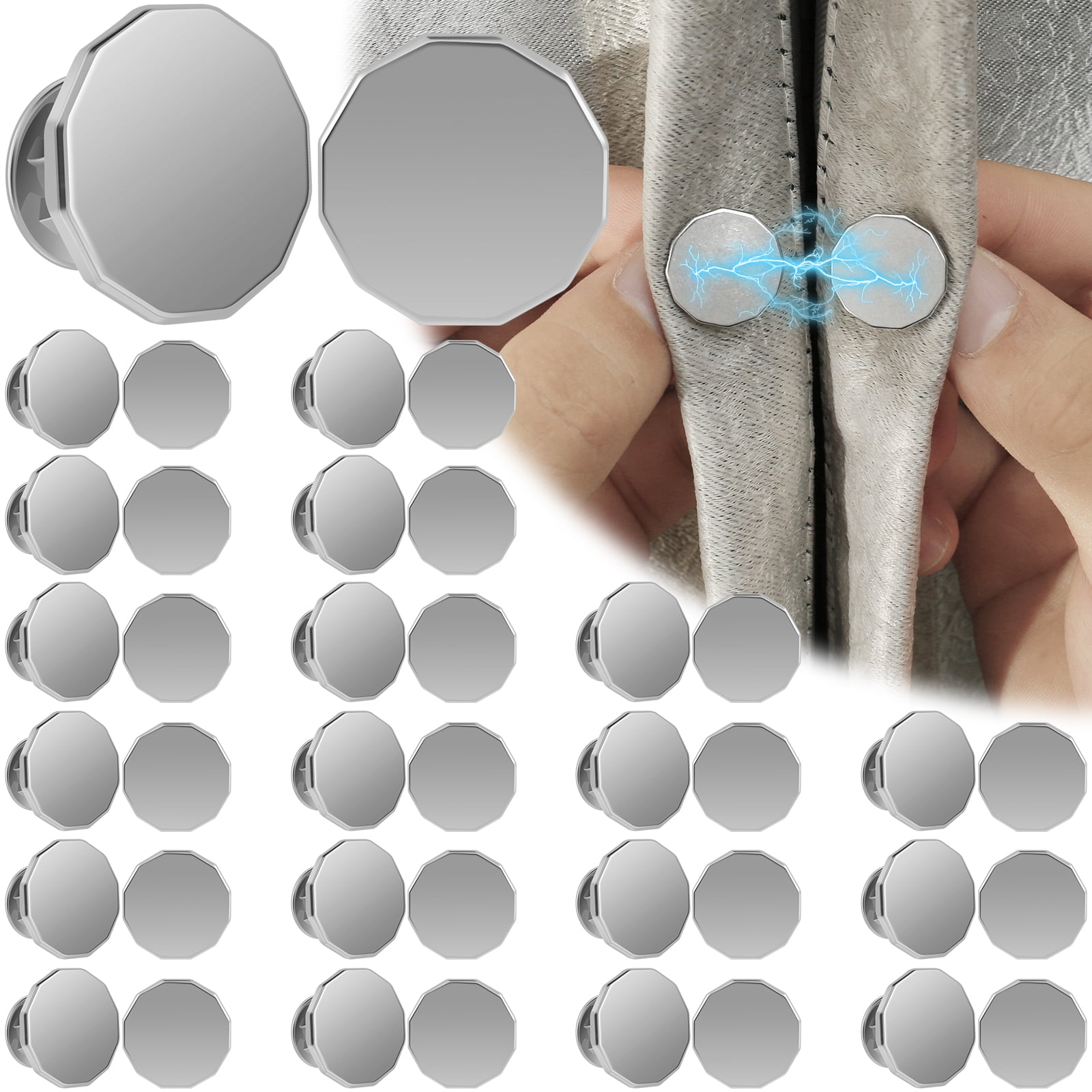 JTWEEN 20 Pairs Curtain Magnets Closure Shower Curtain Clips with Tack ...