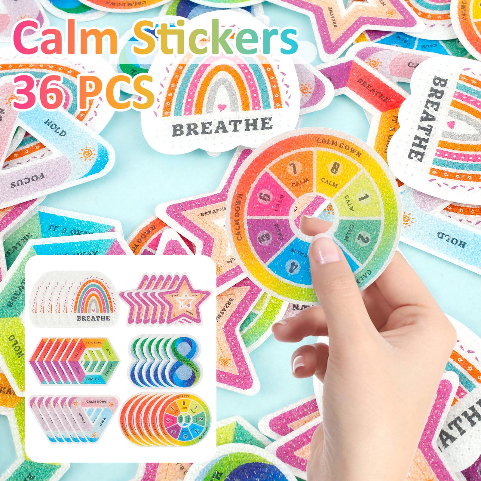 JTWEEN 24Pcs Calm Stickers for Anxiety Sensory Stickers 6 Styles Fidget ...