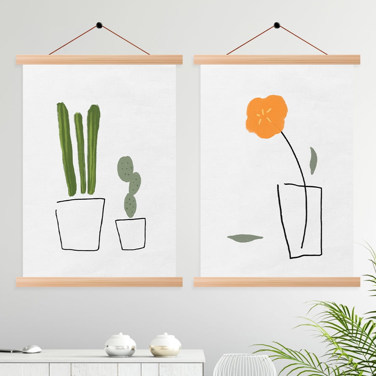 JTWEEN 2Pcs Magnetic Poster Hanger Frame Wooden Magnetic Poster Hanging ...