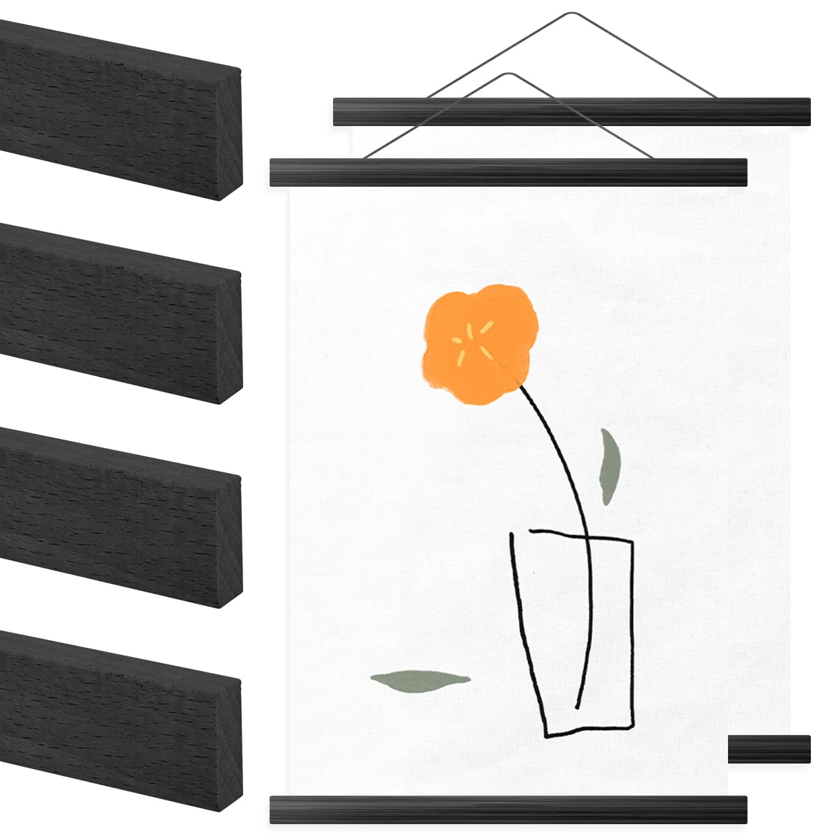 JTWEEN 2Pcs Magnetic Poster Hanger Frame Wooden Magnetic Poster Hanging ...