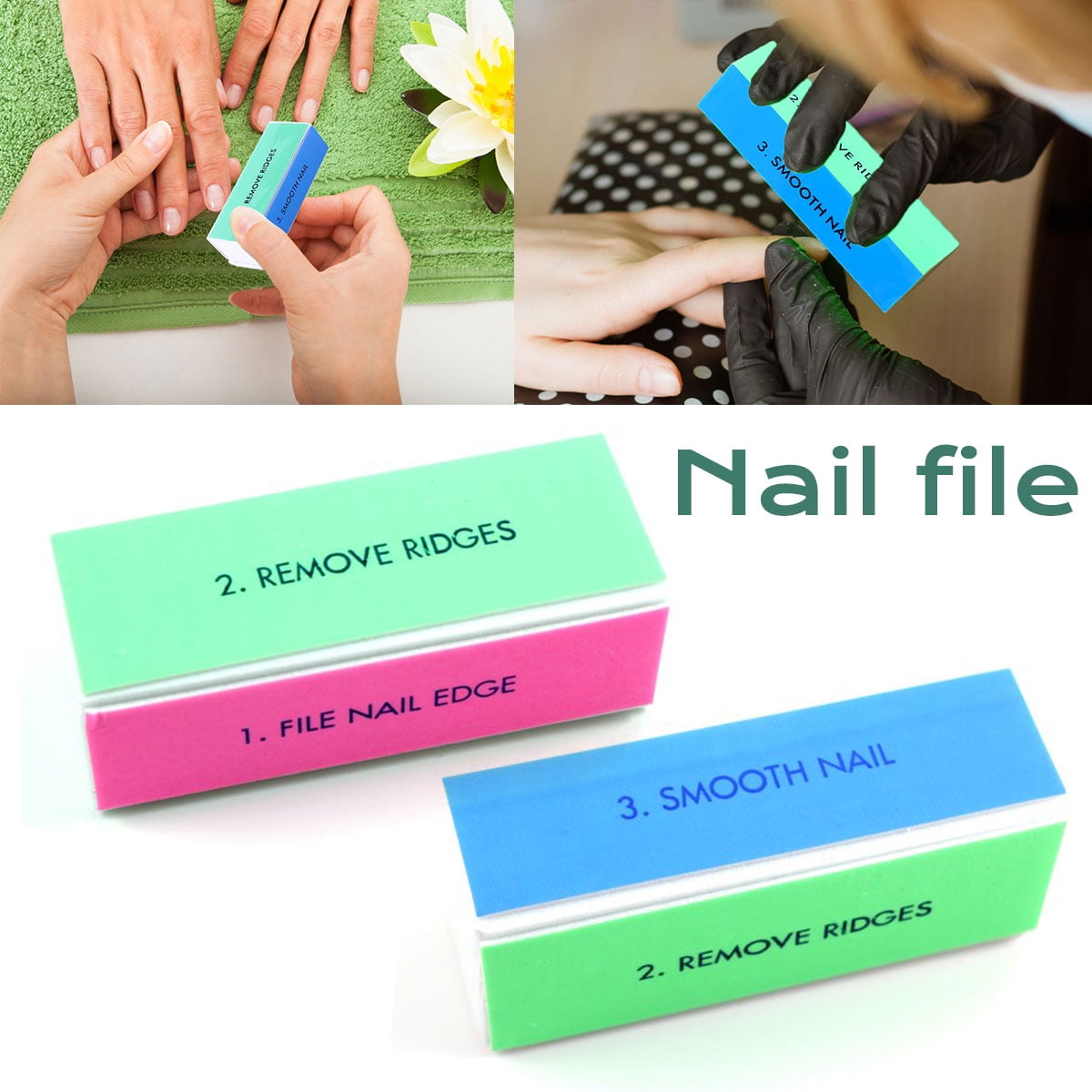 JTWEEN 2Pcs Nail File Block and Buffers,Professional Nail Buffer Block ...