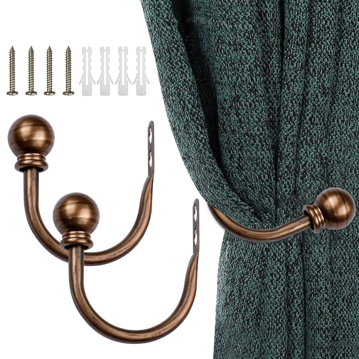 JTWEEN 2pcs U Shaped Curtain Hooks Holder,Drapery Tieback Holdbacks ...