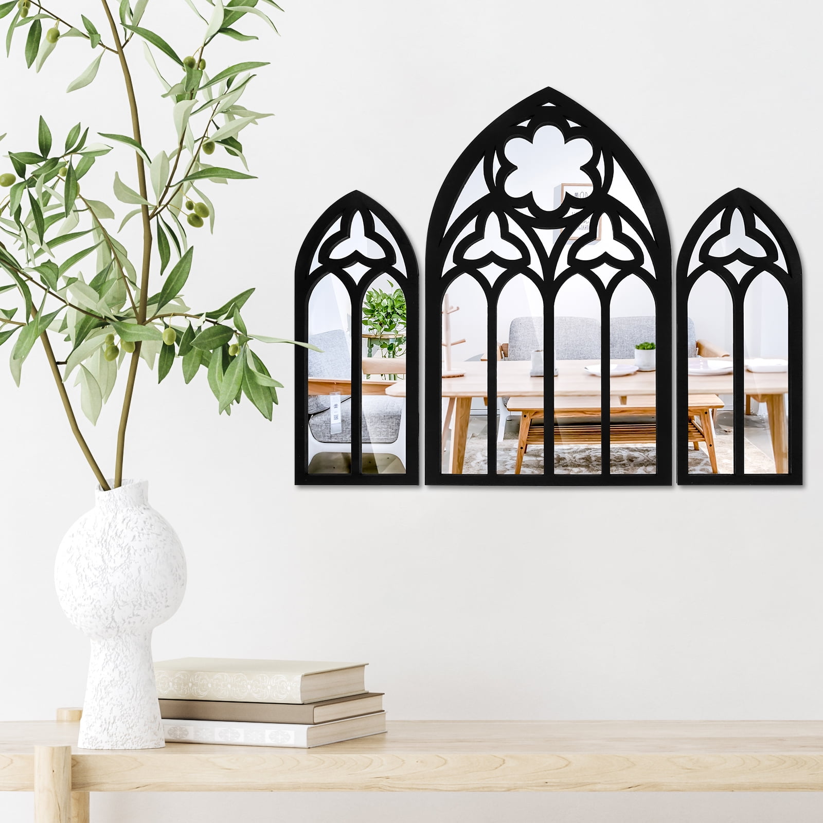 JTWEEN 3 Pack Gothic Arch Mirror Decor for Wall Small Cathedral Goth ...