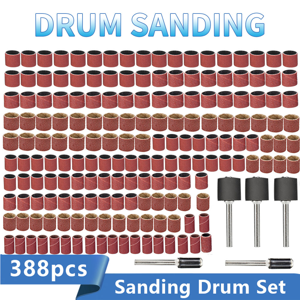 JTWEEN 388Pcs Drum Sander Set for Rotary Tool,Nail Sanding Band Sleeves ...