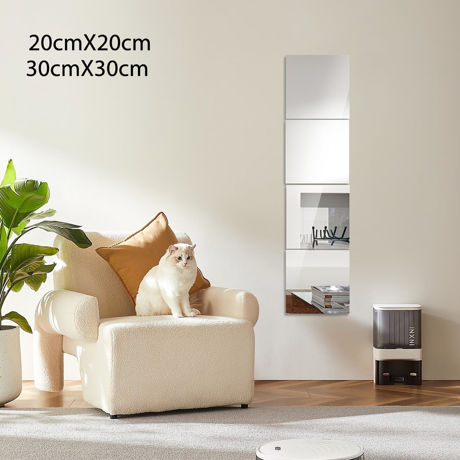 JTWEEN 4 Pack Self Adhesive Acrylic Mirror 12X 12 Inch Mirror Tiles ...