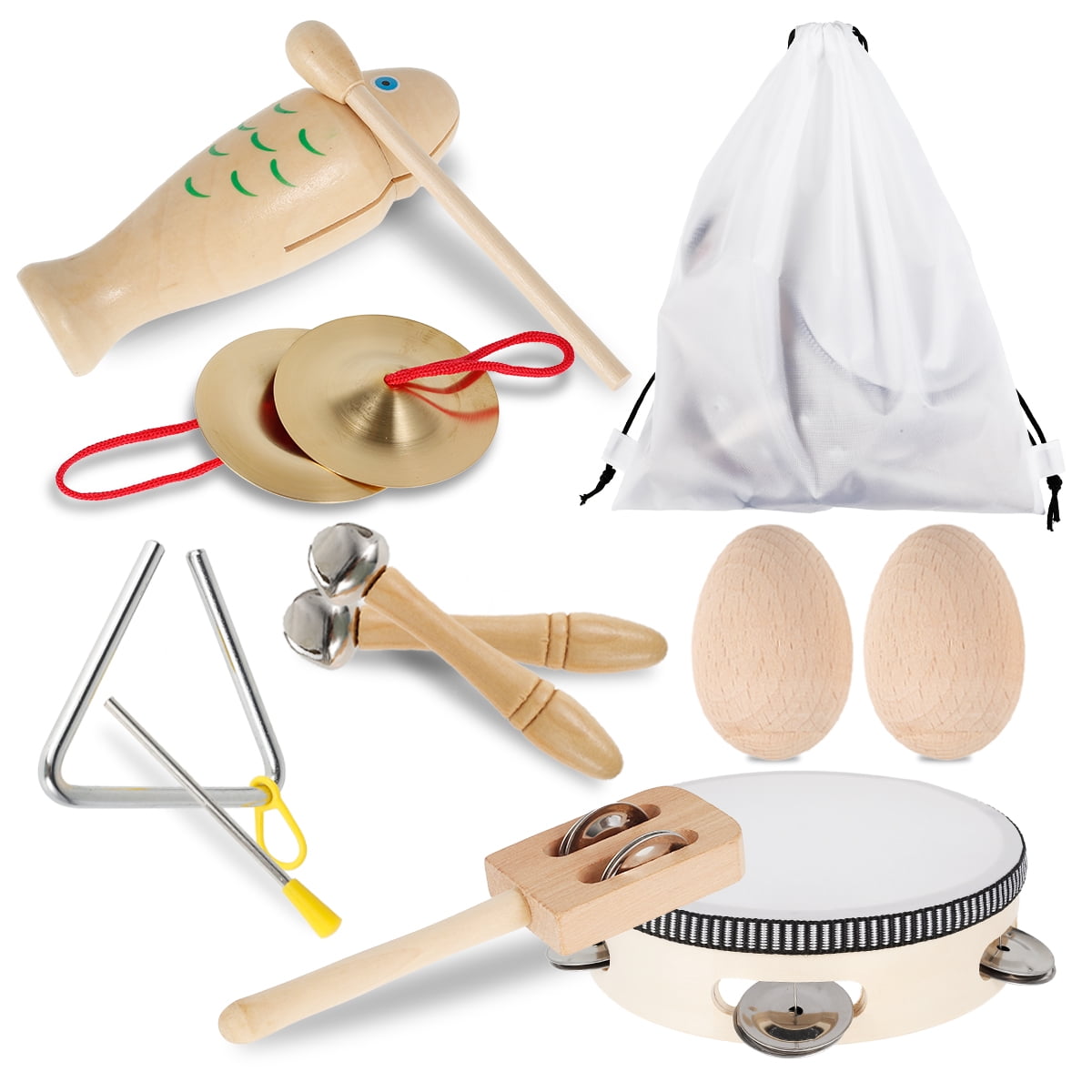 JTWEEN 7pcs Musical Instruments Set, Wooden Percussion Instruments for ...