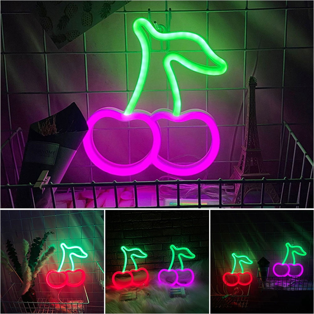 JTWEEN Cherry Neon Signs Led Signs Neon Light Red Room Decor Aesthetic ...