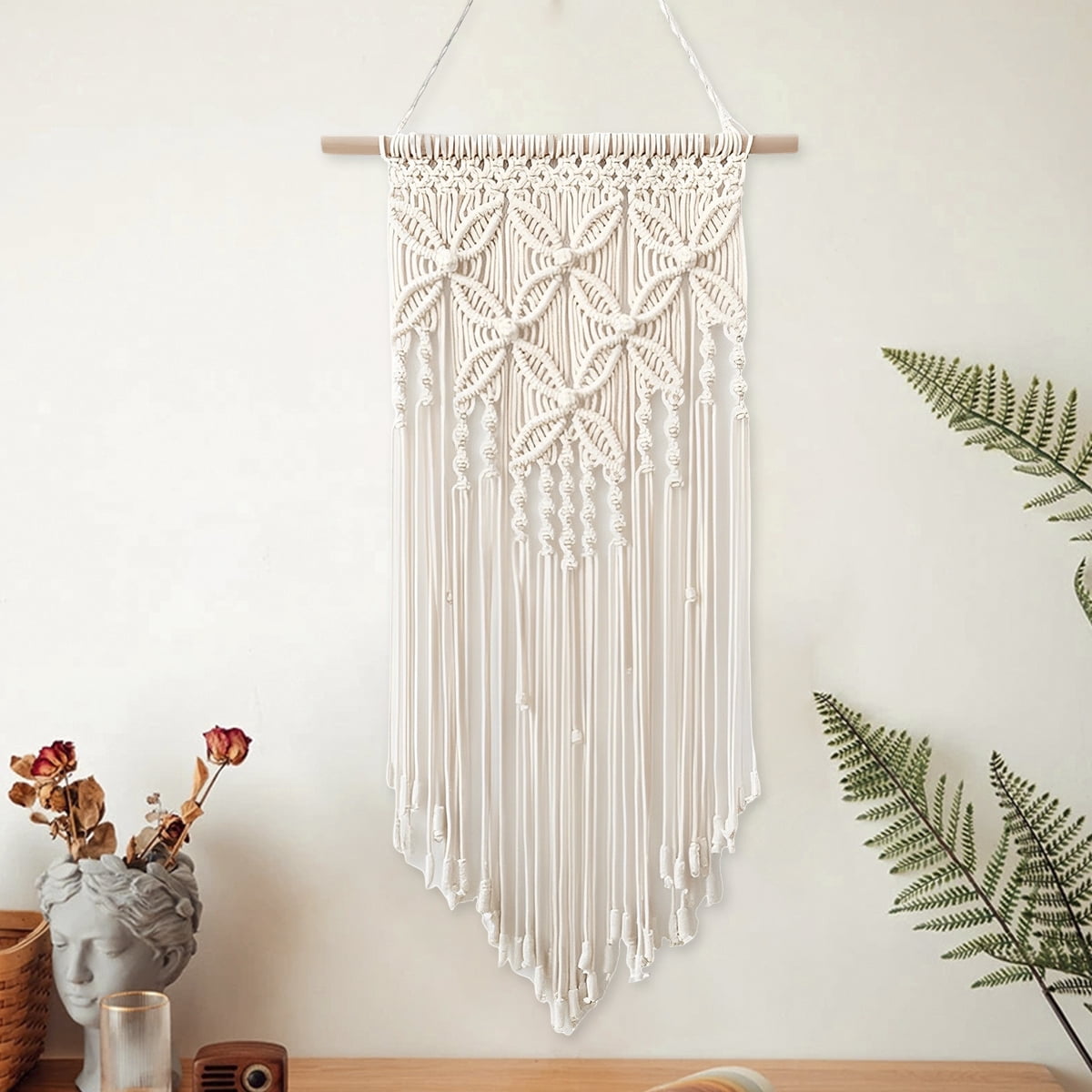 JTWEEN Hanging Macrame Curtain,Cotton Handmade Woven Wall Tapestry ...