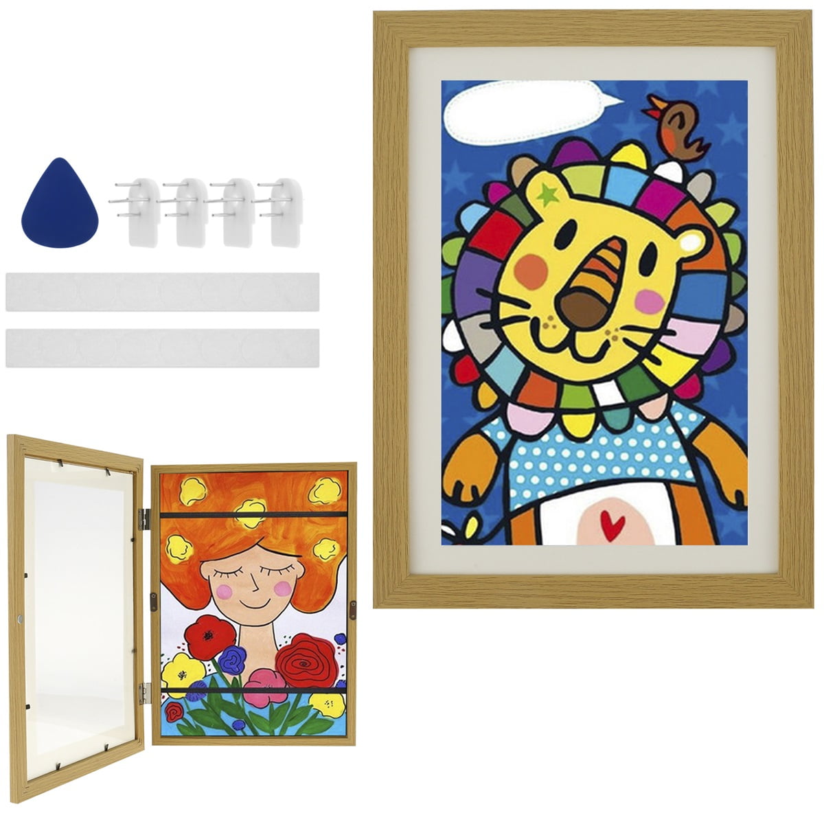 JTWEEN Kids Art Frames 1 Pack Ciscle A4 Fillable Front Opening Photo ...