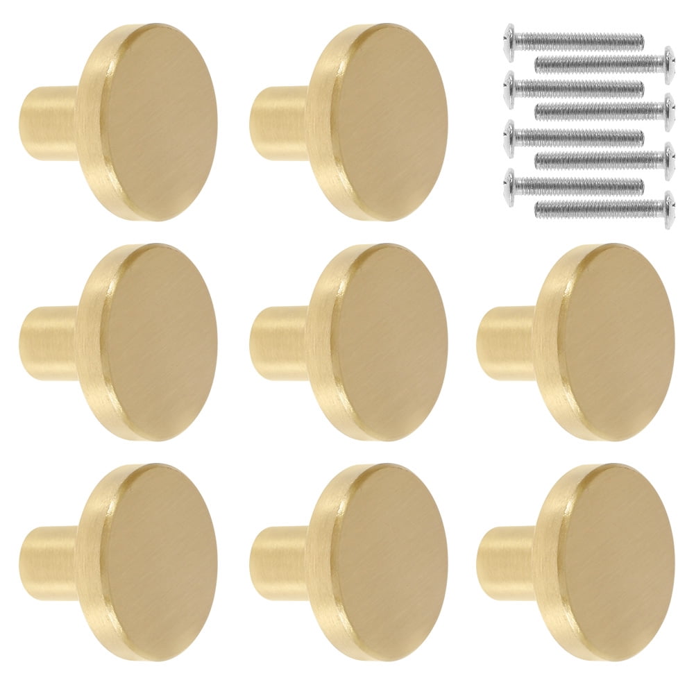 JTWEEN Set of 8 Door Knobs Round Solid Brass Cabinet Knobs Round ...