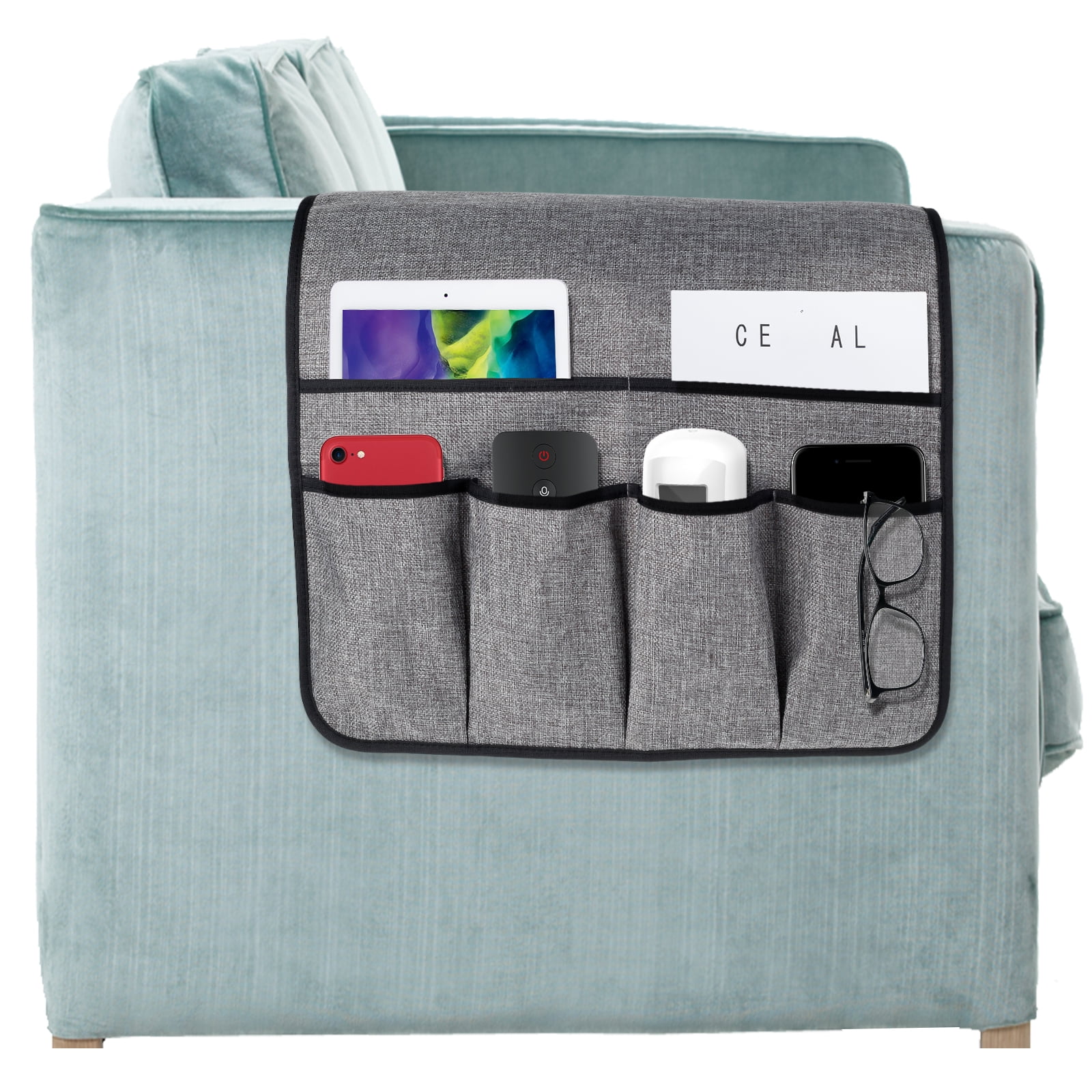 JTWEEN Sofa Armrest Organizer 6 Pockets Soft Armchair Storage Bag Non ...